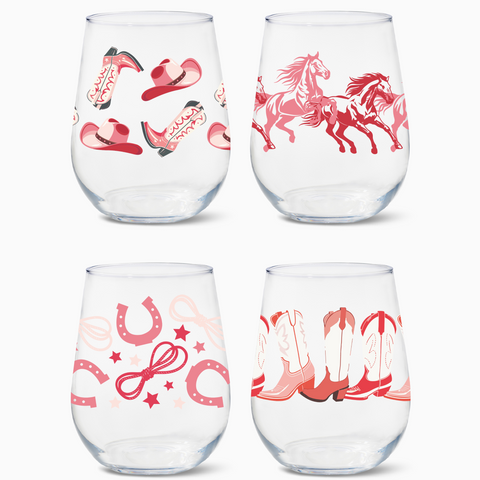 Pink Wild West - RESERVE 16oz Stemless Wine Tritan™ Copolyester Glass ...